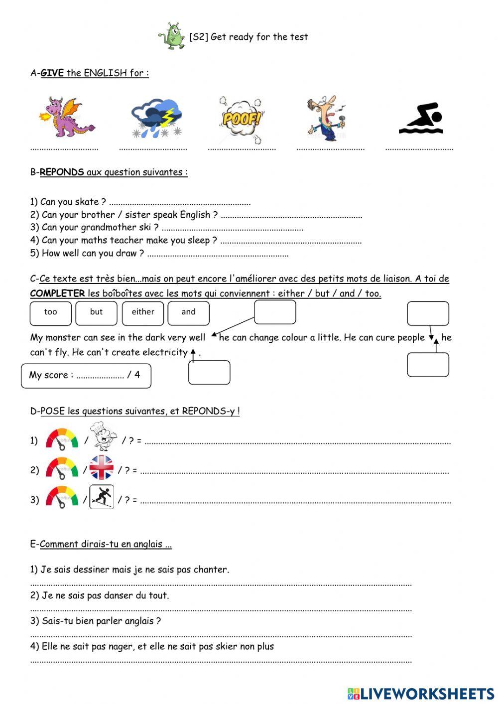 Get ready for the test worksheet | Live Worksheets