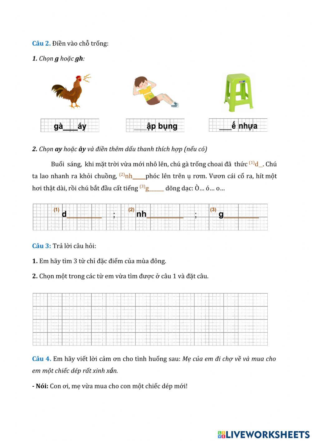 Vietnamese online activity for 2 | Live Worksheets