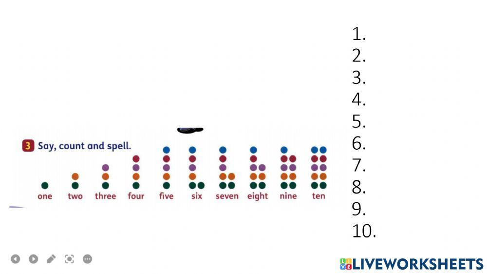 Number online exercise for 1 | Live Worksheets