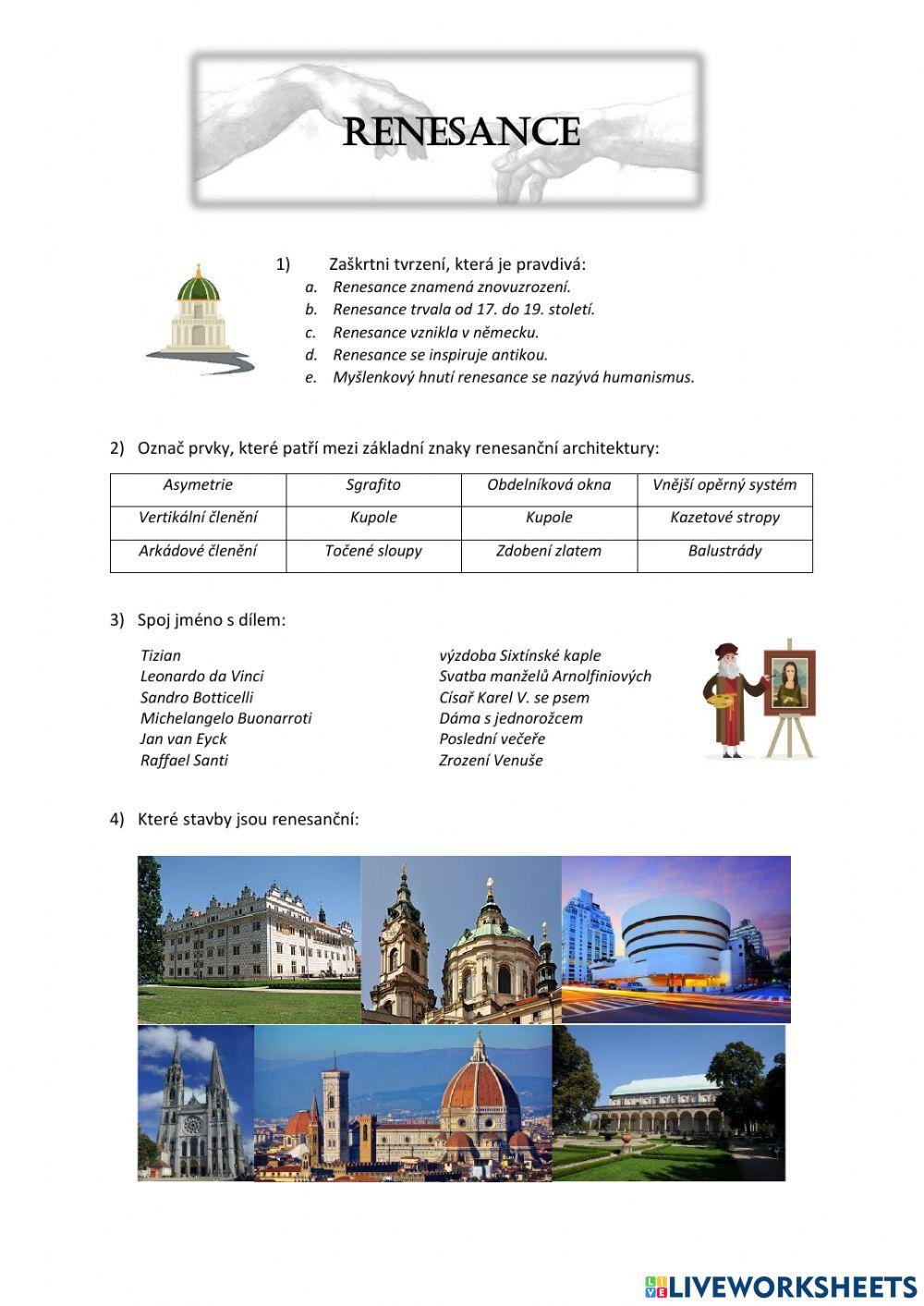 renesance - pracovní list 2452132 | Jasmina4033