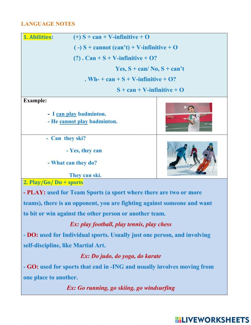 Sports online exercise for Elementary | Live Worksheets
