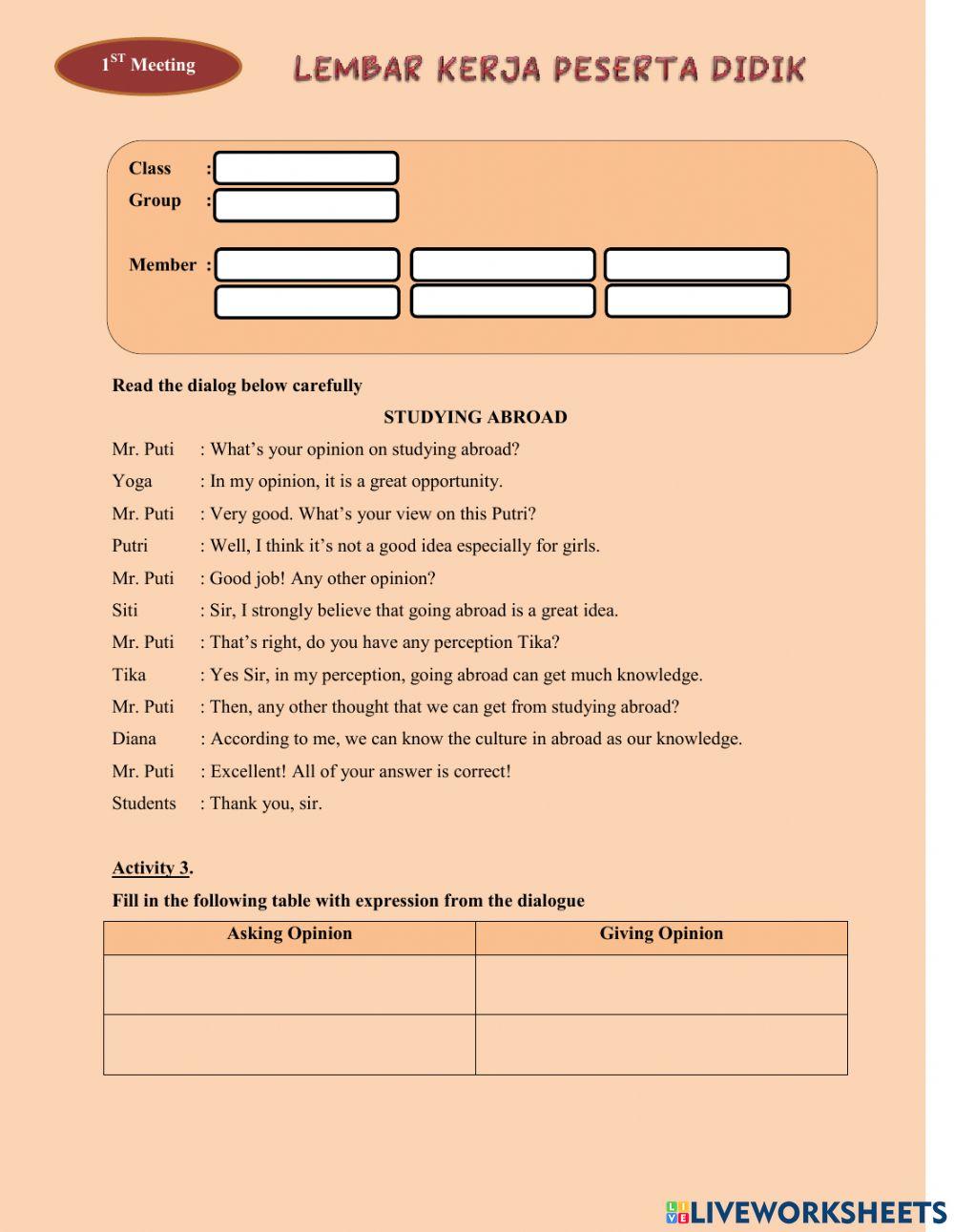 Lkpd activity 2 worksheet | Live Worksheets