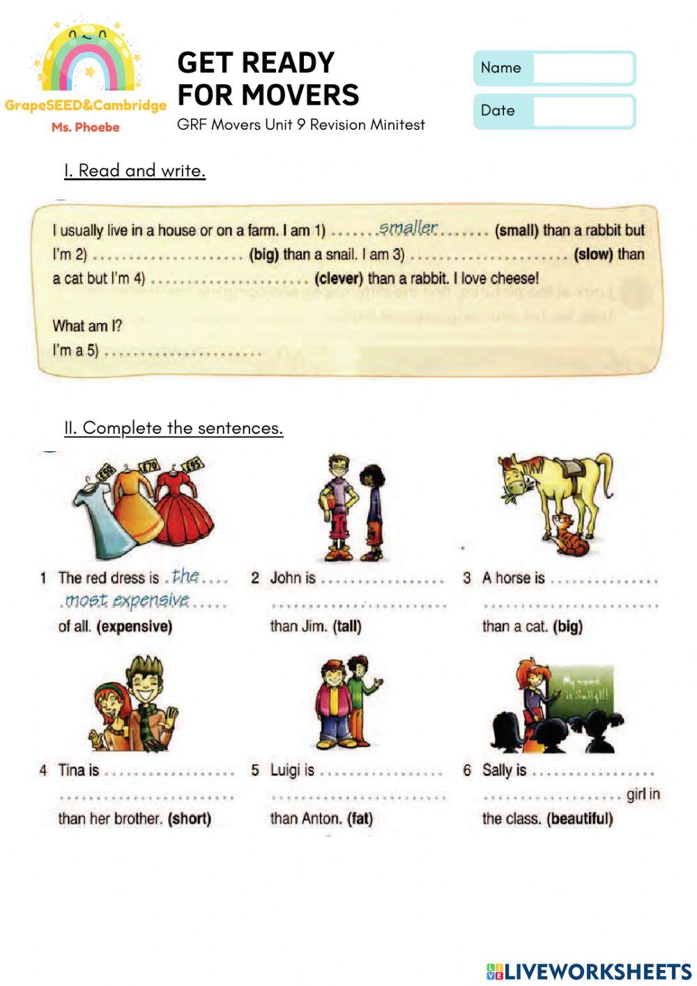 GRF Movers Unit… | Free Interactive Worksheets | 2876814