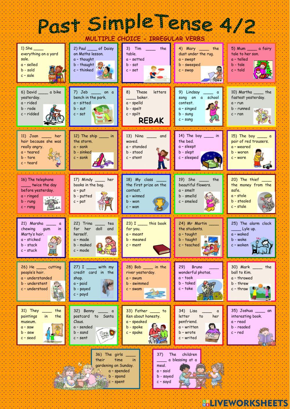 Simple past online exercise for Pre-intermediate | Live Worksheets