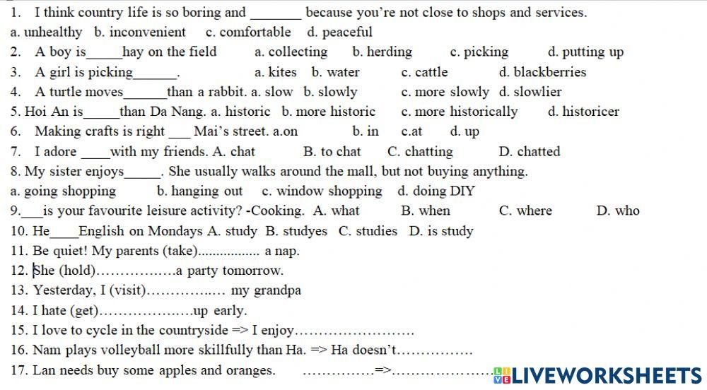 15p anh 8 lan 1 de 2 worksheet | Live Worksheets