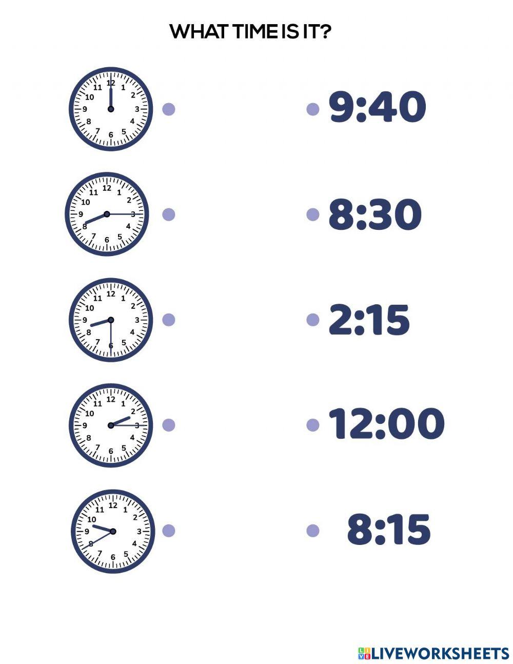 Time online exercise for 5ème | Live Worksheets