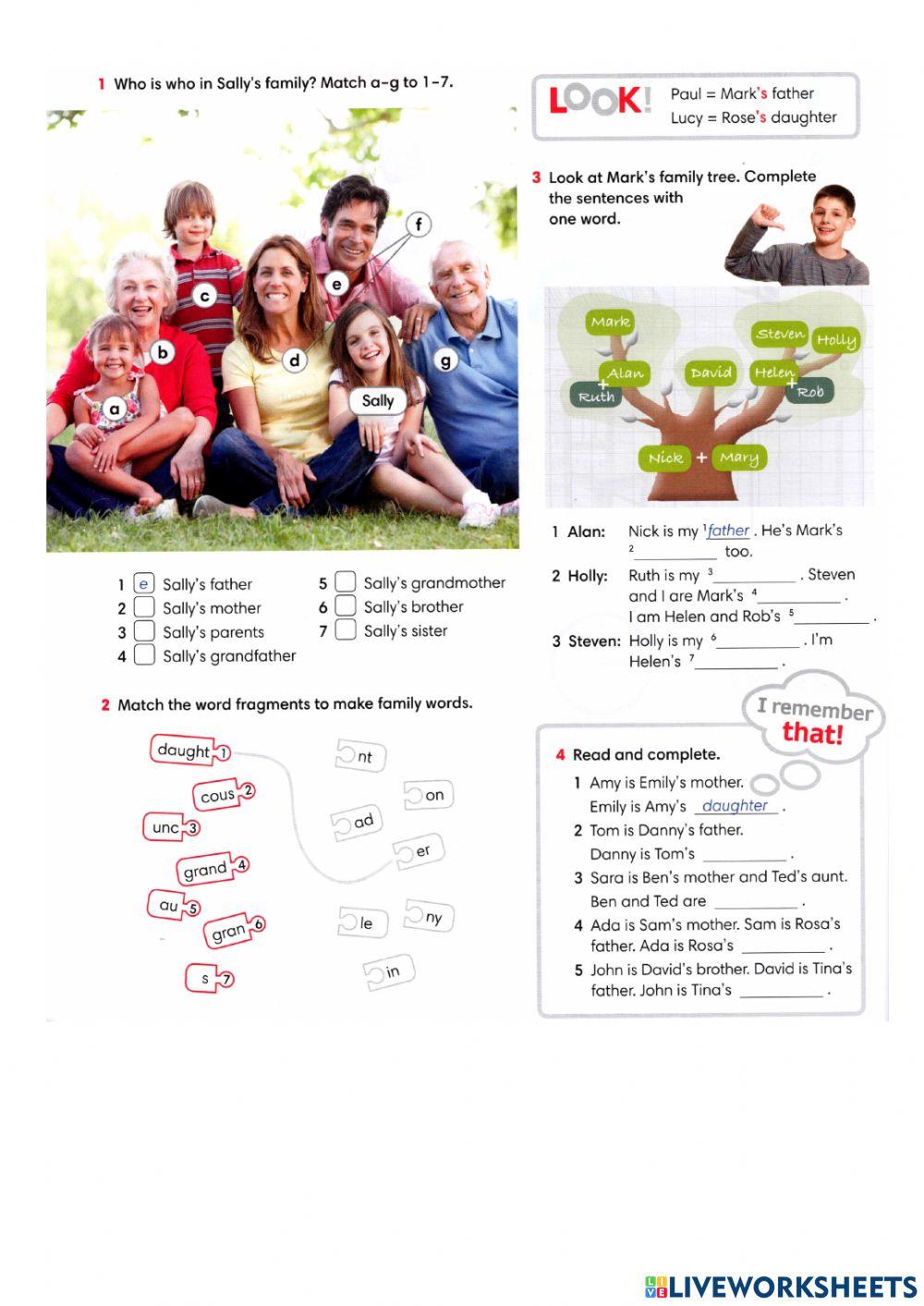 Family online exercise for Elementary | Live Worksheets