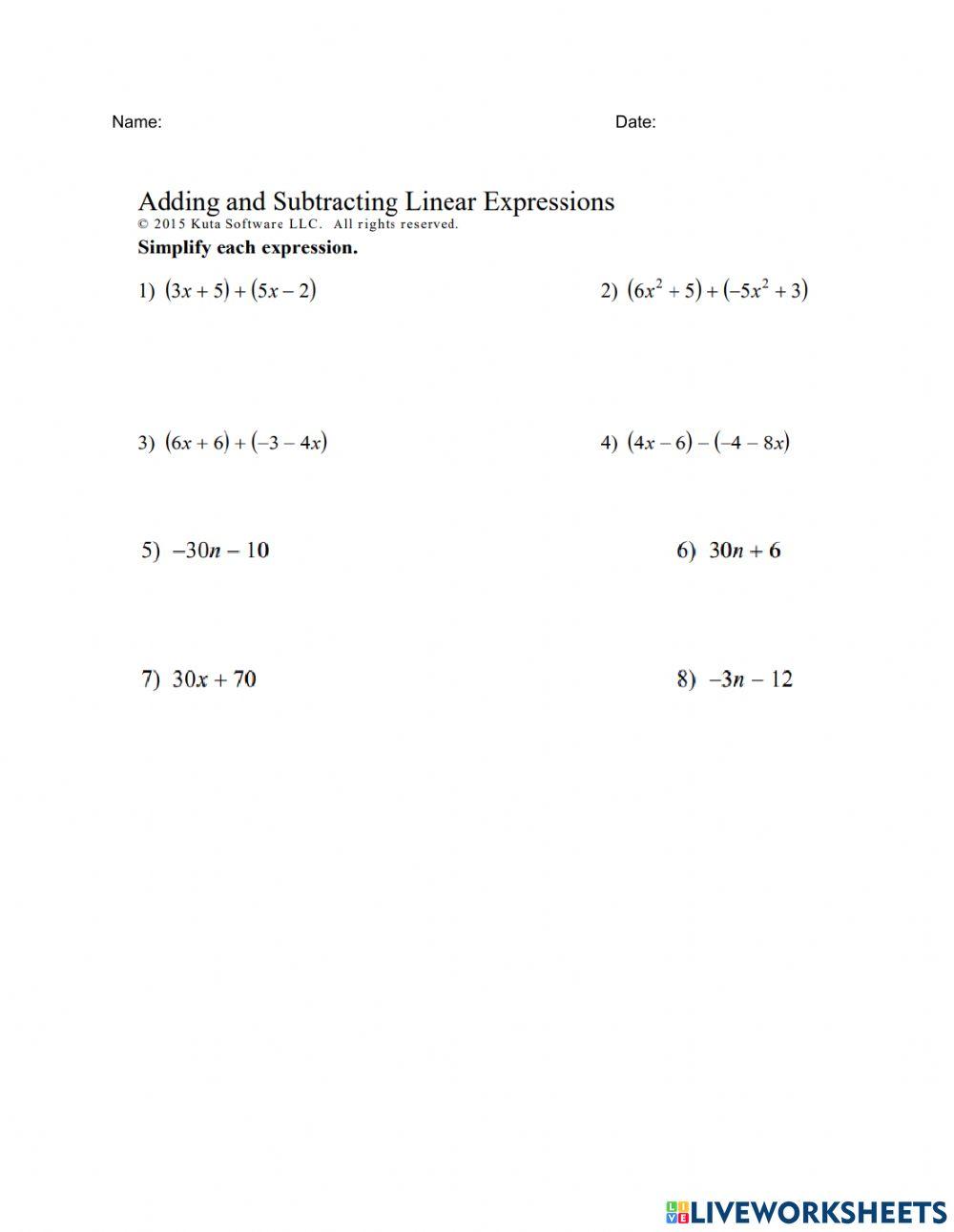 add-subtract-and-factor-linear-expressions-online-exercise-for-live