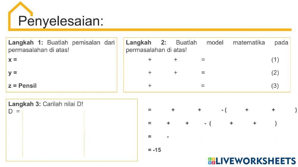 SPLTV Metode De… | Free Interactive Worksheets | 2175867