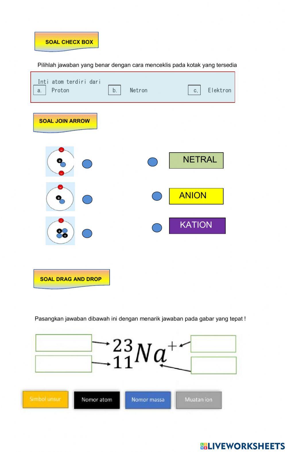 Atom free activity | Live Worksheets