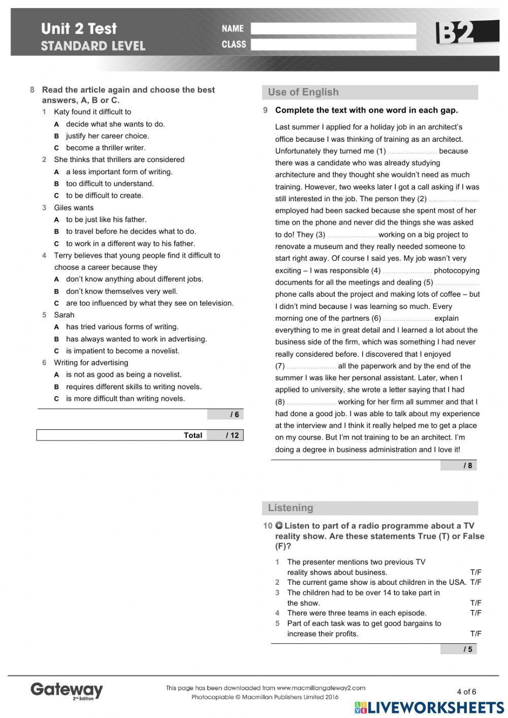 Gateway B2 Unit… | Free Interactive Worksheets | 6906539 Gateway B2 Unit… | Free Interactive Worksheets | 6906539