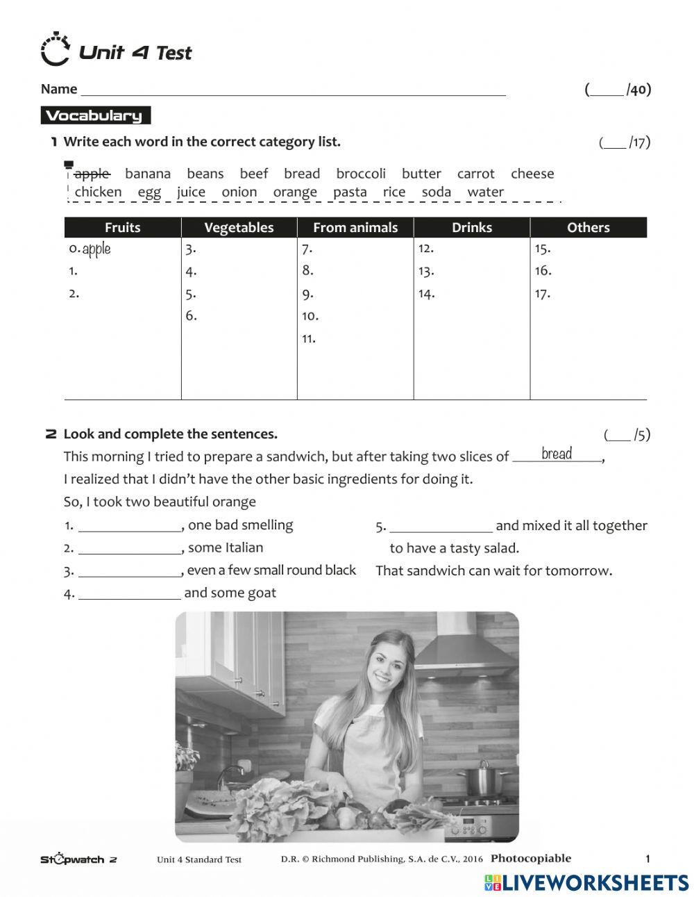 STOPWATCH 2 (UNIT 4) online exercise for | Live Worksheets