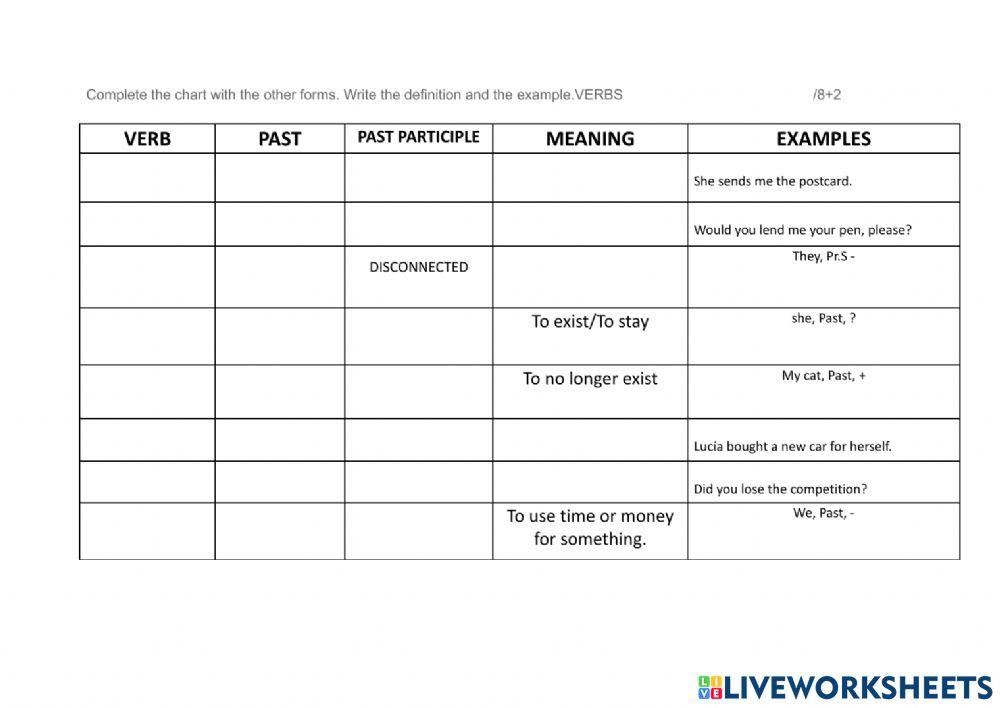 Verbs online exercise for 6th | Live Worksheets