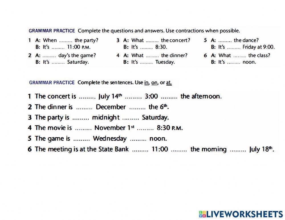 ENT1126 - Time online exercise for | Live Worksheets