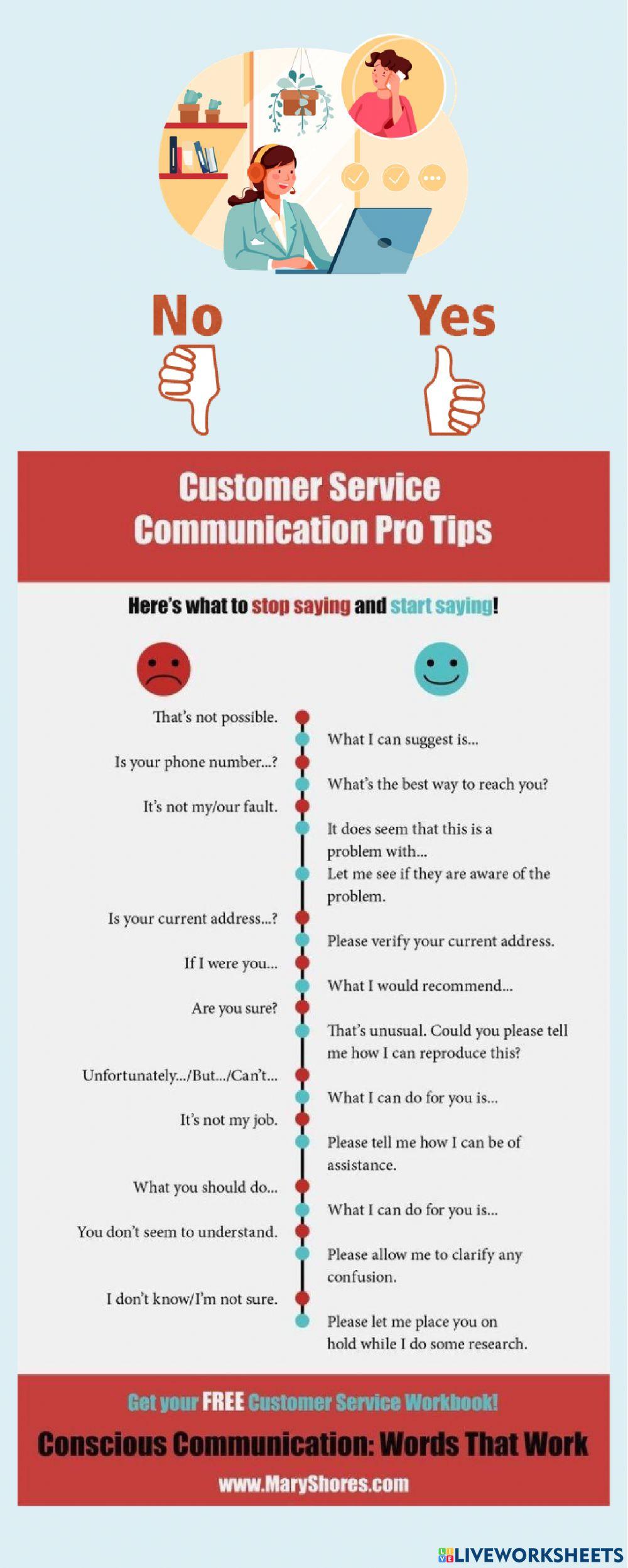 Customer service interactive exercise | Live Worksheets