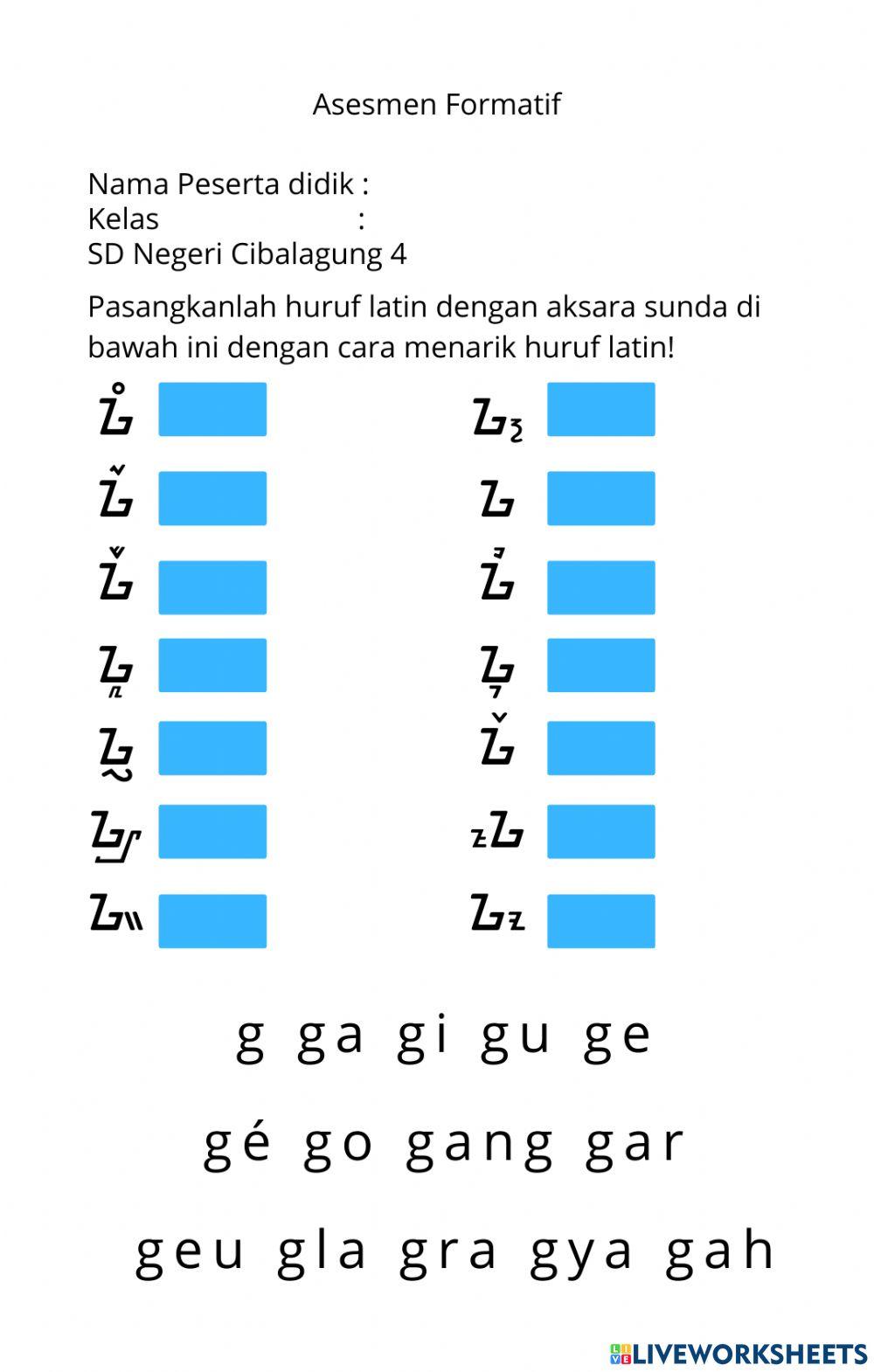 2176944 | Aksara Sunda G | sanuri25 | LiveWorksheets