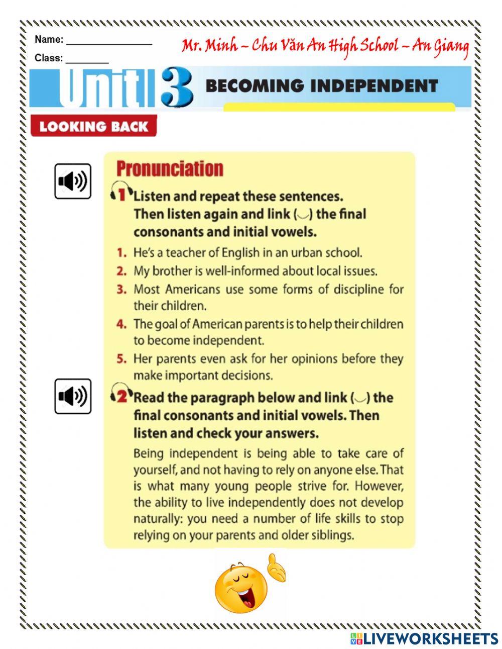 English11-Unit 3-Writing-Looking Back worksheet | Live Worksheets