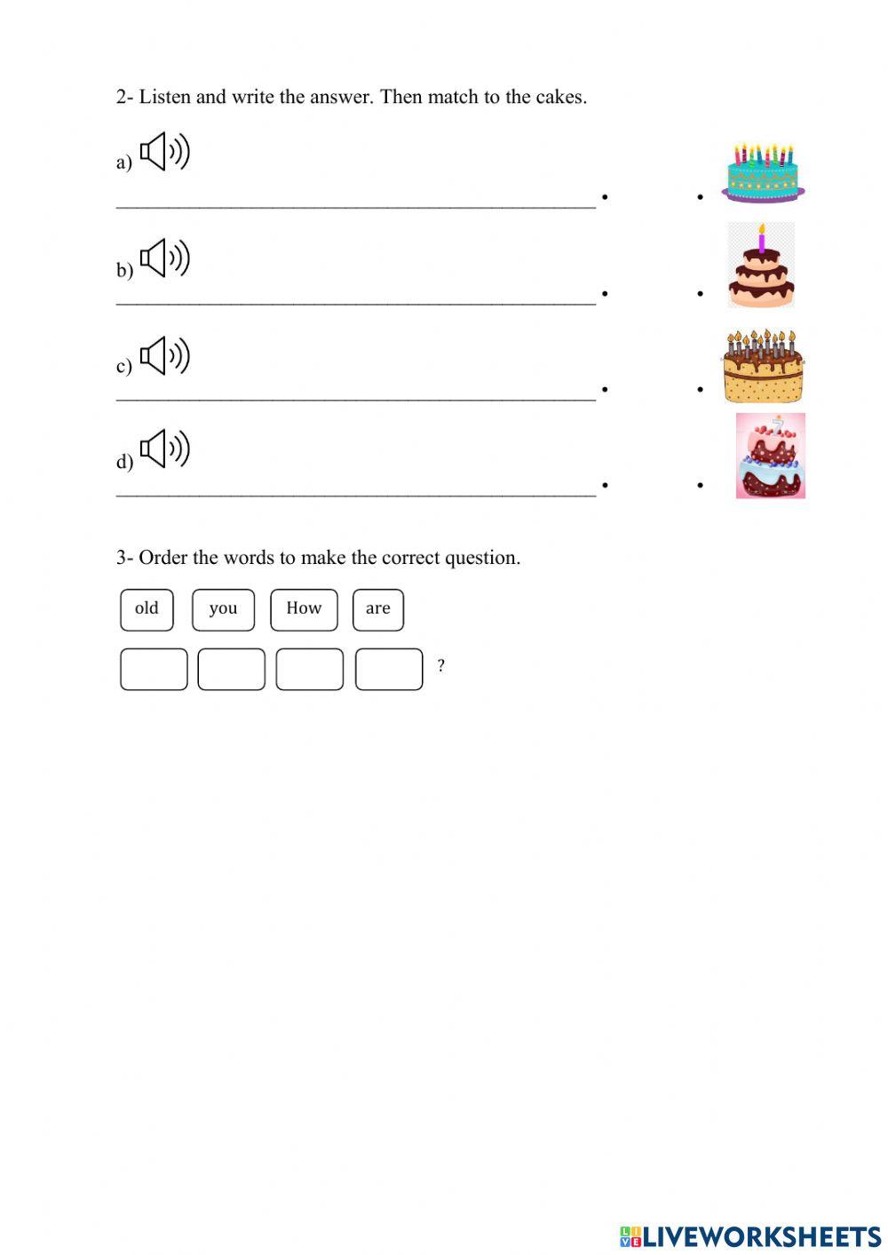 How old online activity | Live Worksheets