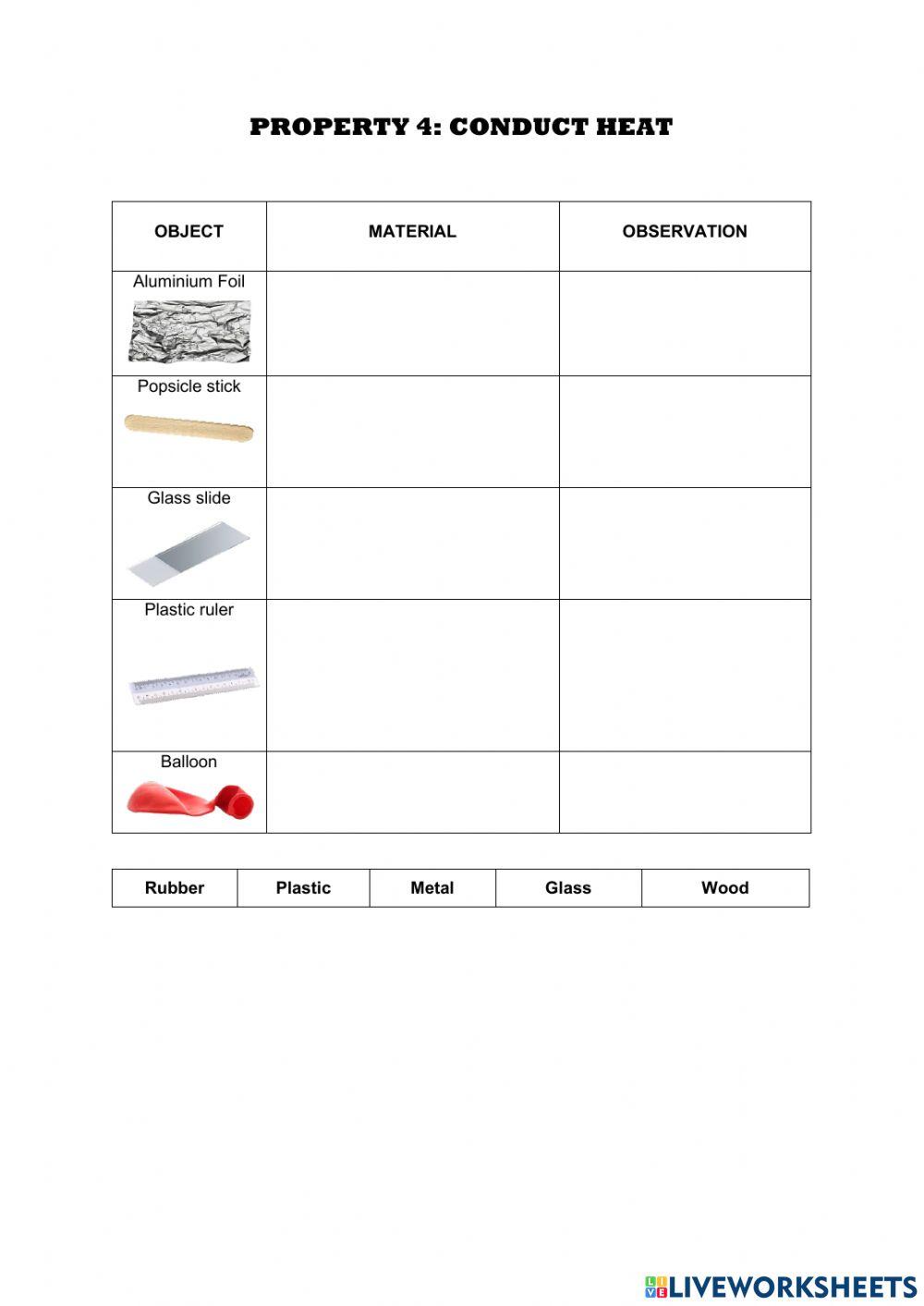 8.2 Properties of Materials worksheet | Live Worksheets