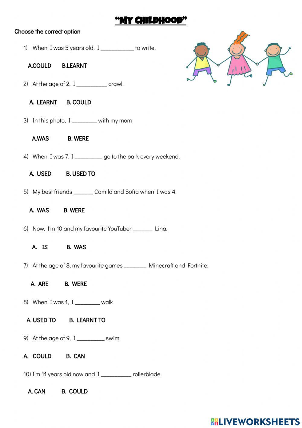 Childhood | Free Interactive Worksheets | 2177384