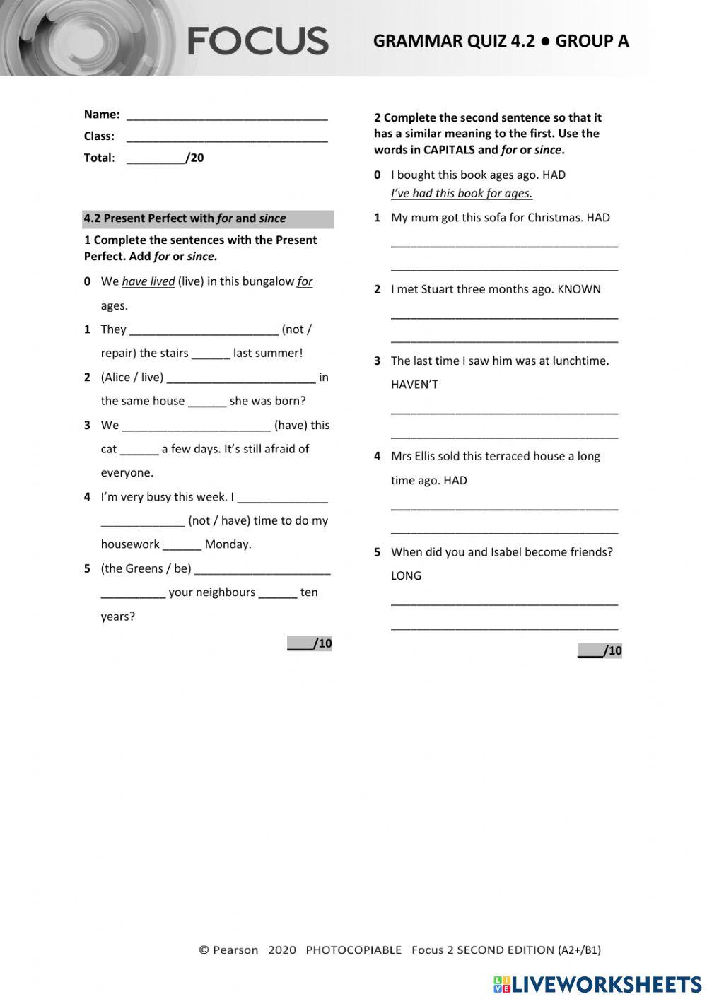 focus 2 2nd ed … | Free Interactive Worksheets | 6906829