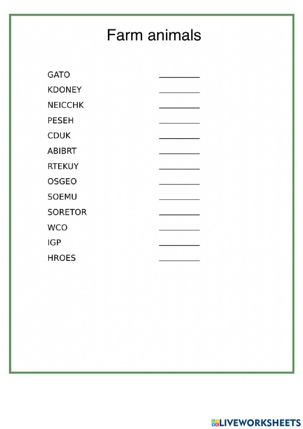 Farm animals online exercise for beginner | Live Worksheets