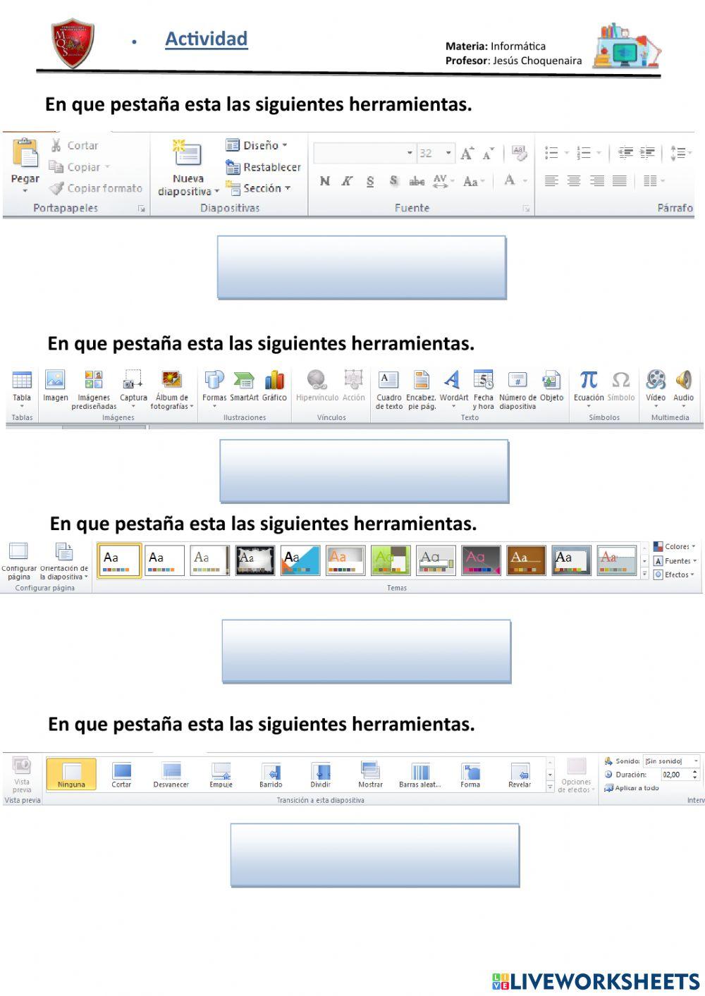 Herramientas de… | Free Interactive Worksheets | 2177545