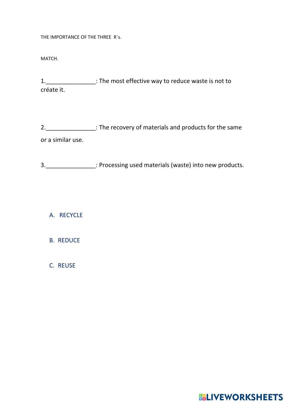 Recycle interactive activity for BASIC | Live Worksheets