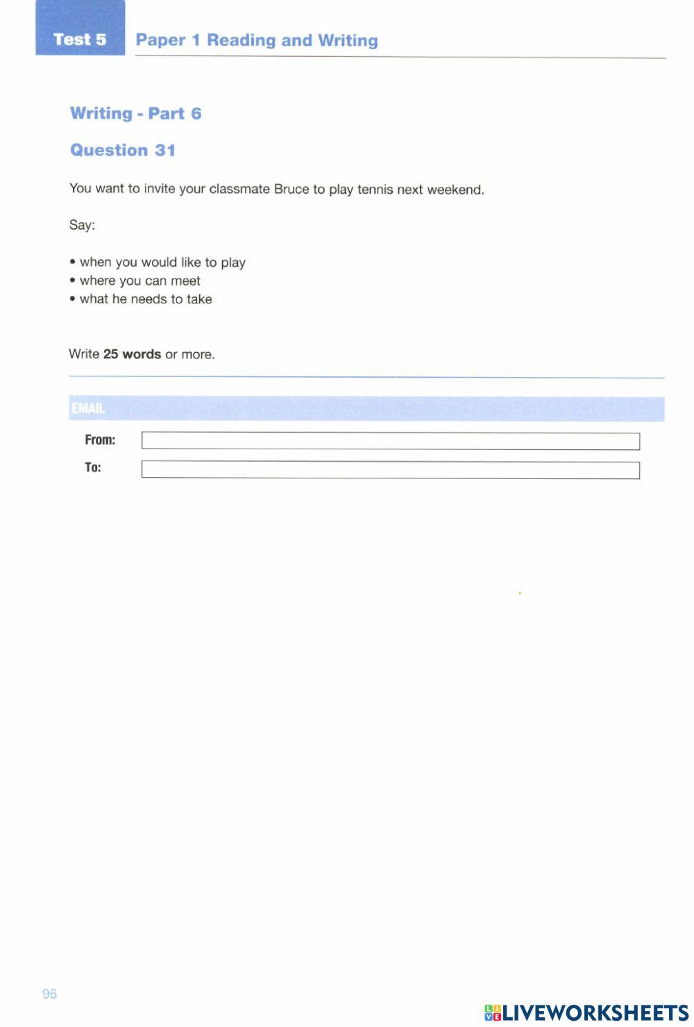 4239543 | ket – Test 5 – Writing – part 6 | Viet Tien Le