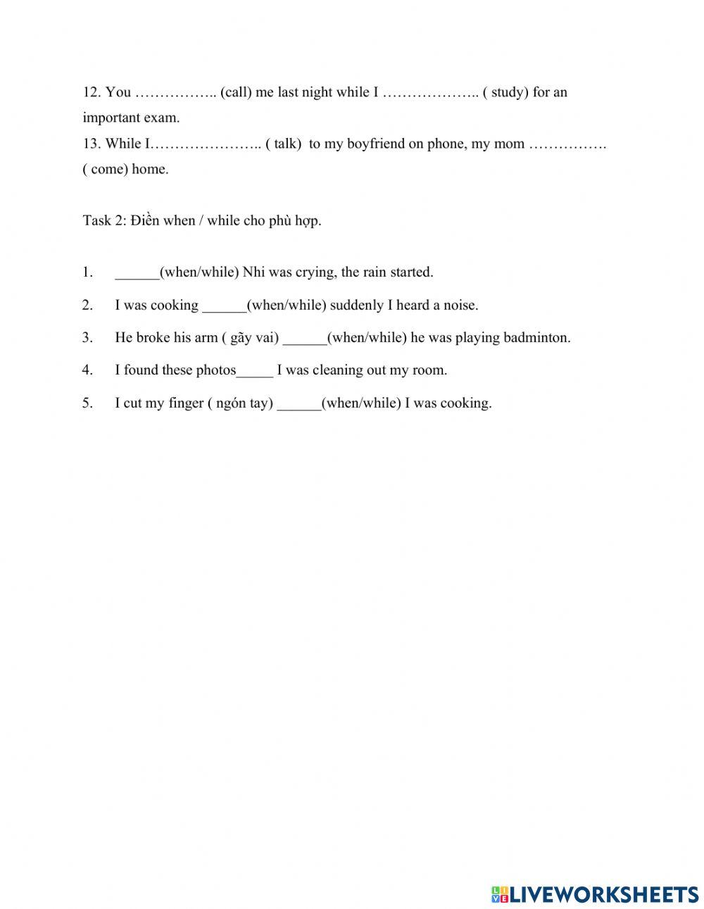 When While Exer… | Free Interactive Worksheets | 2177762