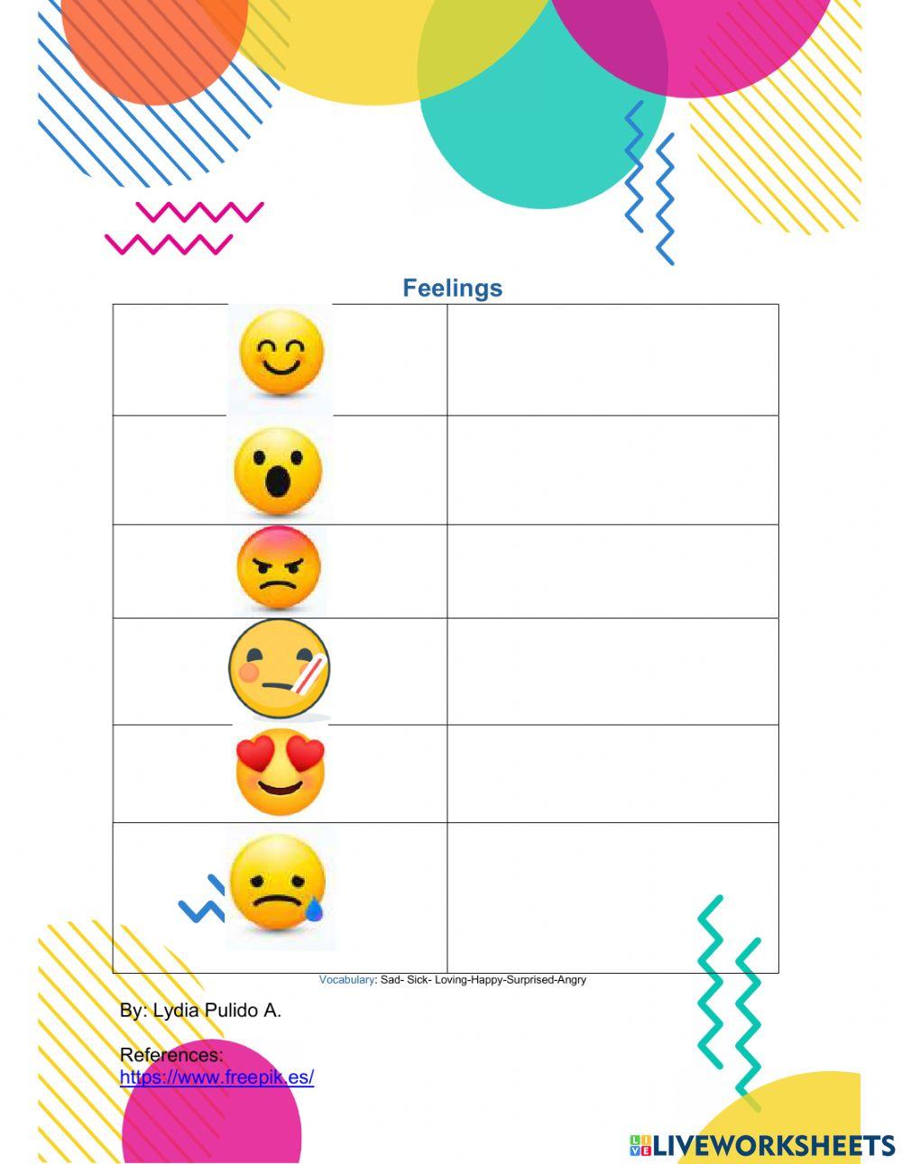 Feelings | Free Interactive Worksheets | 2177746