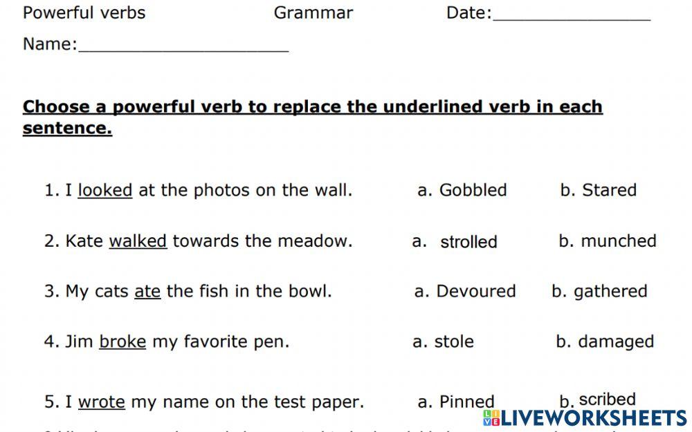 2178029 Powerful Verbs Fromuae123 LiveWorksheets 2178029-powerful-verbs-fromuae123-liveworksheets