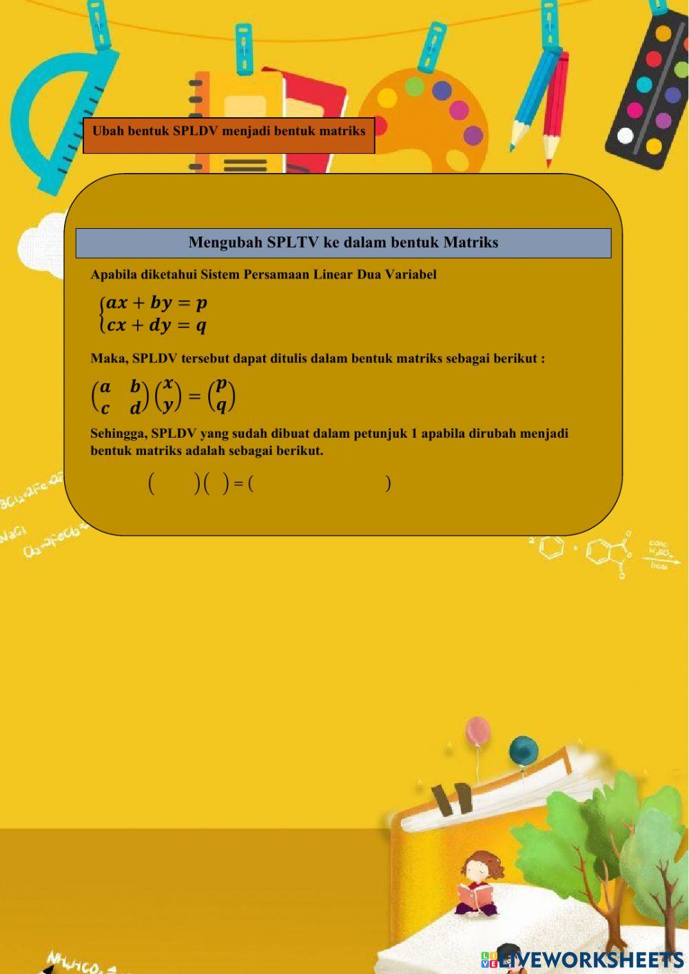 Determinan matriks ordo 2x2 interactive worksheet | Live Worksheets