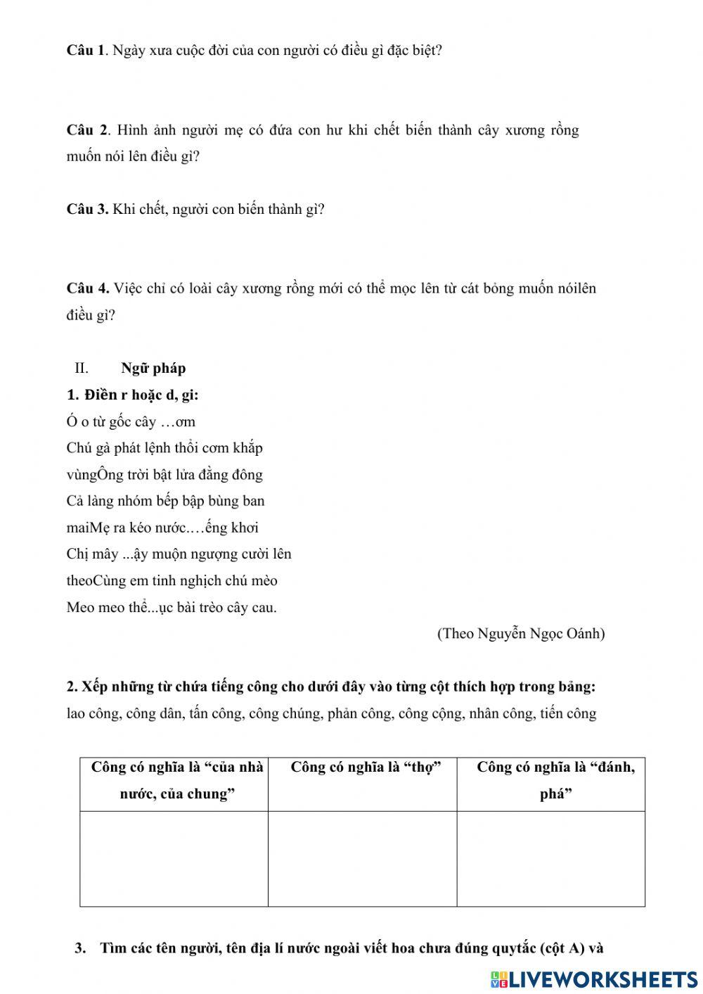 Vietnamese | Vo Nguyen Quynh | Live Worksheets