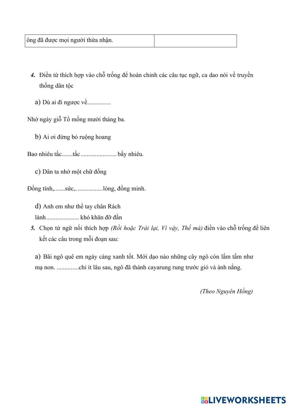 Vietnamese | Vo Nguyen Quynh | Live Worksheets
