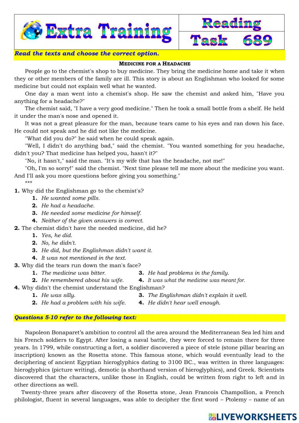 Extra Training 689 worksheet | Live Worksheets