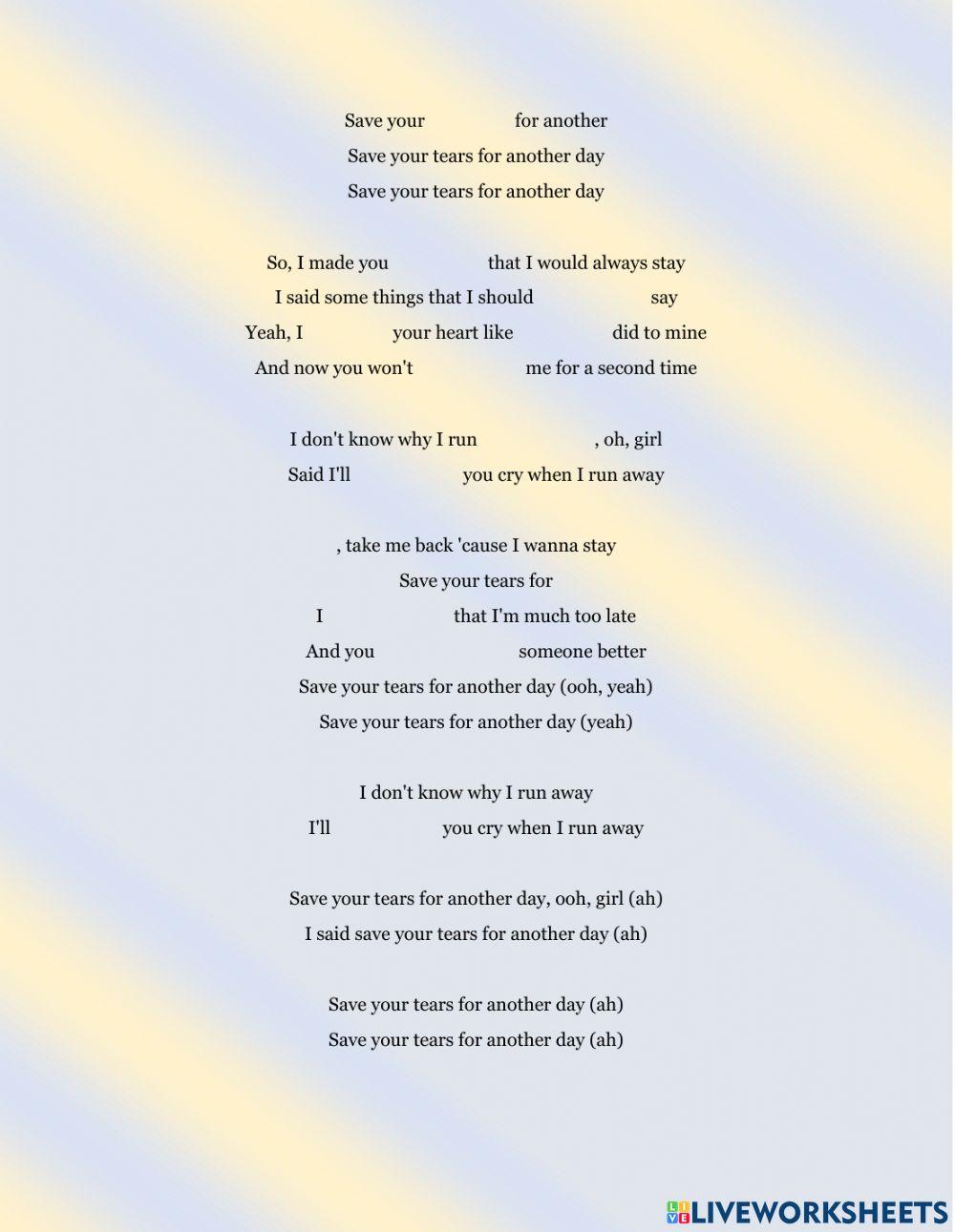 Task 2 - A song for teaching worksheet | Live Worksheets