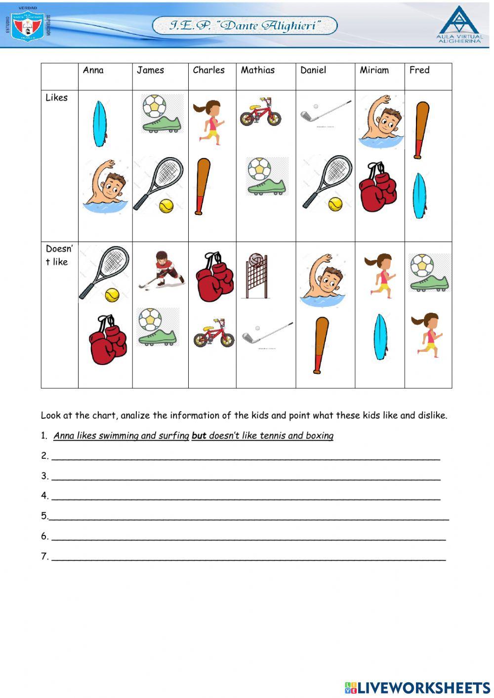Playing sports exercise | Live Worksheets