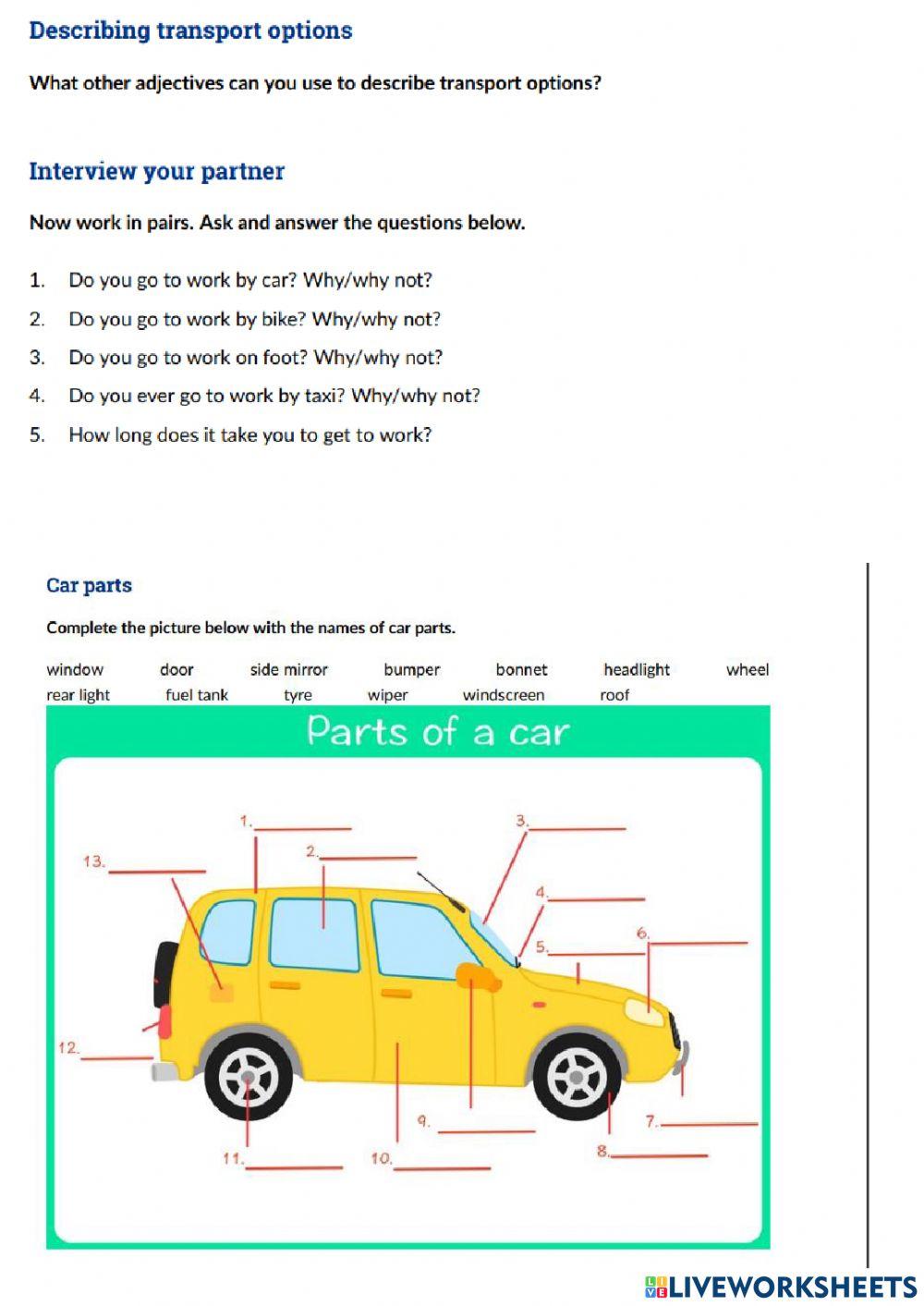Commuting part 2 worksheet | Live Worksheets
