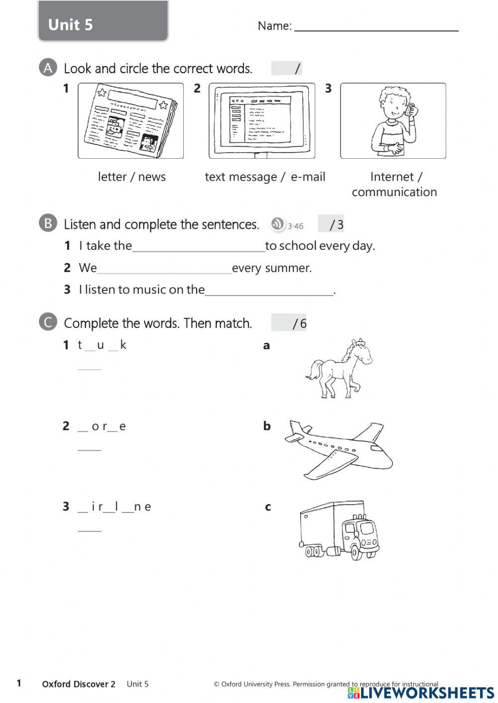Oxford Discover… | Free Interactive Worksheets | 6907230