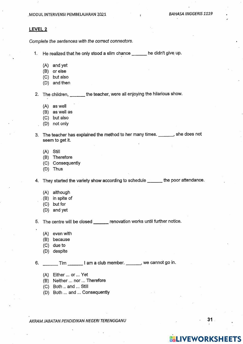 Cohesive devices | Free Interactive Worksheets | 2180019