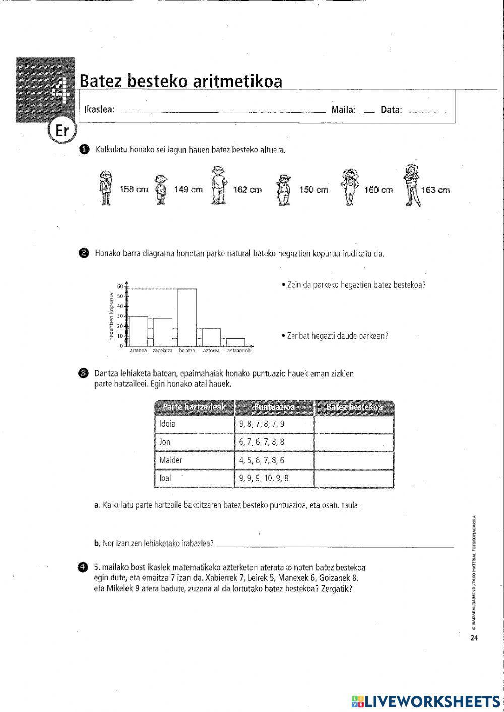 Bataz besteko a… | Free Interactive Worksheets | 2180275