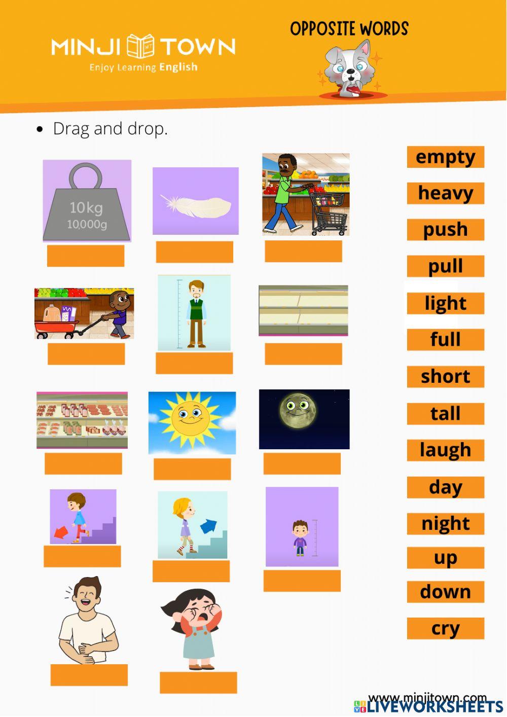 Opposite words exercise for JUNIORS | Live Worksheets