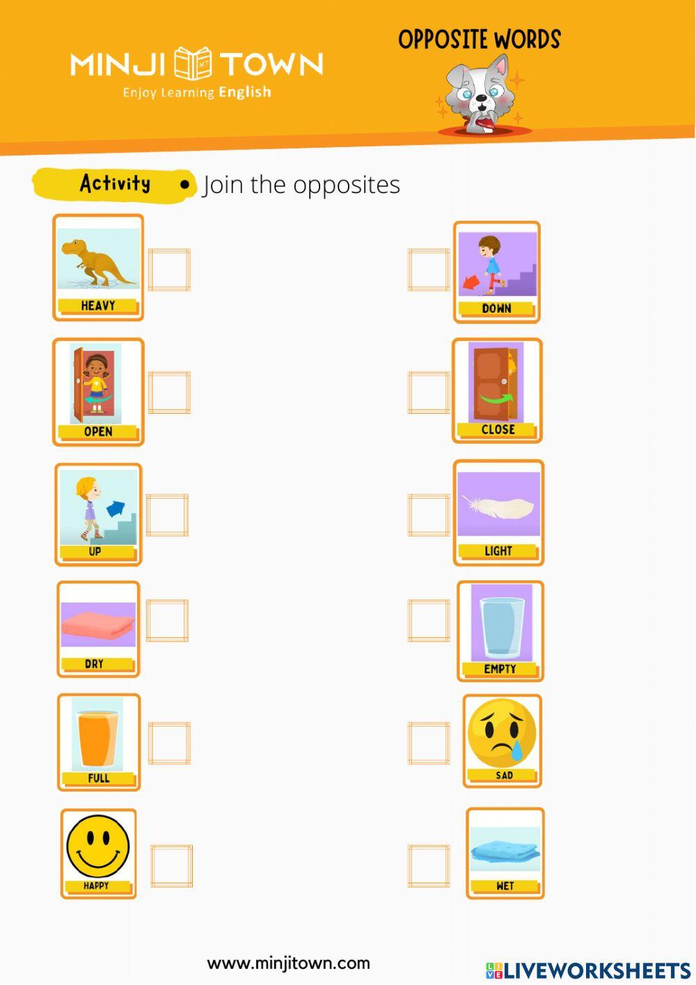 Opposite words exercise for JUNIORS | Live Worksheets