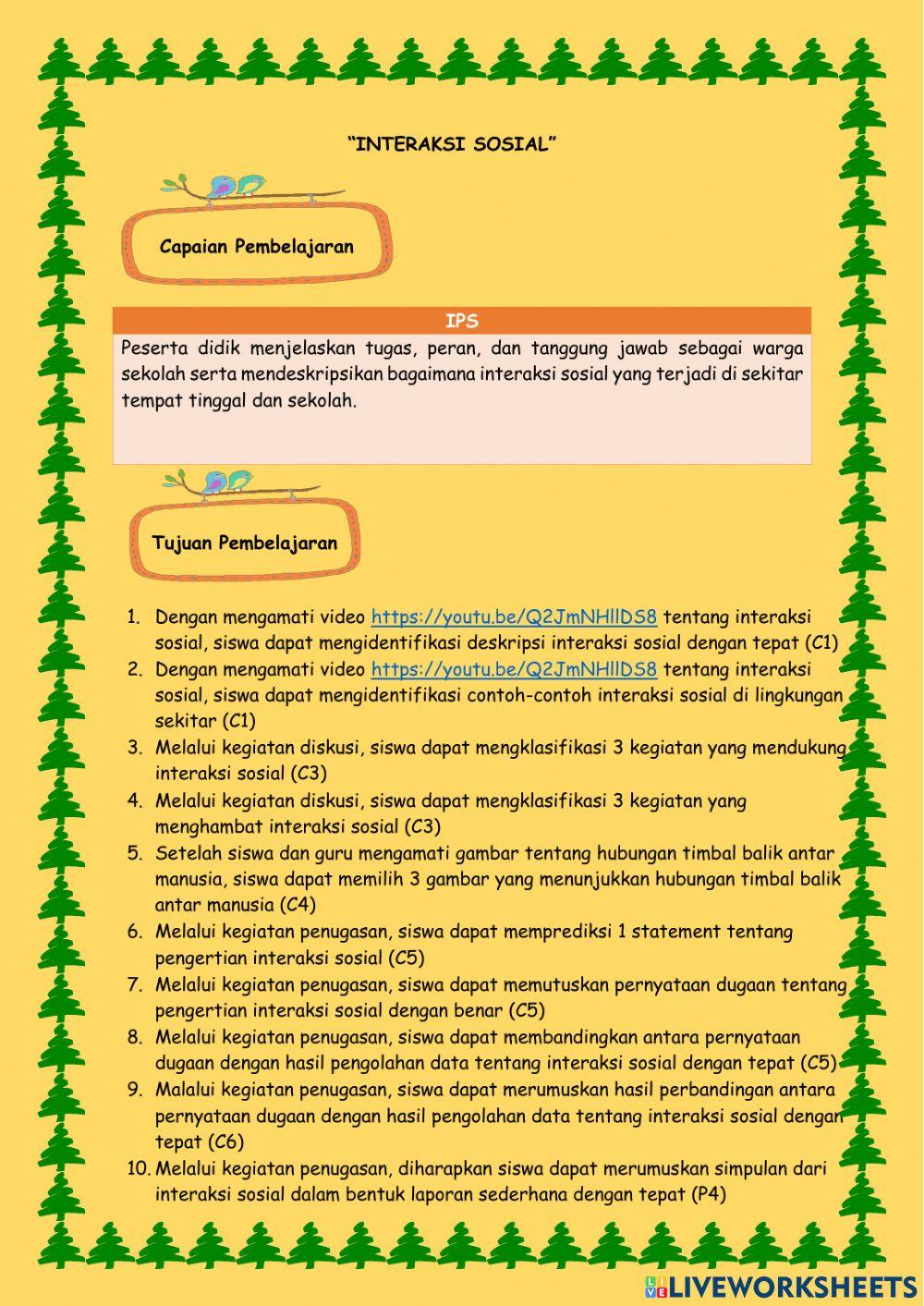 Interaksi Sosial | Free Interactive Worksheets | 2181066