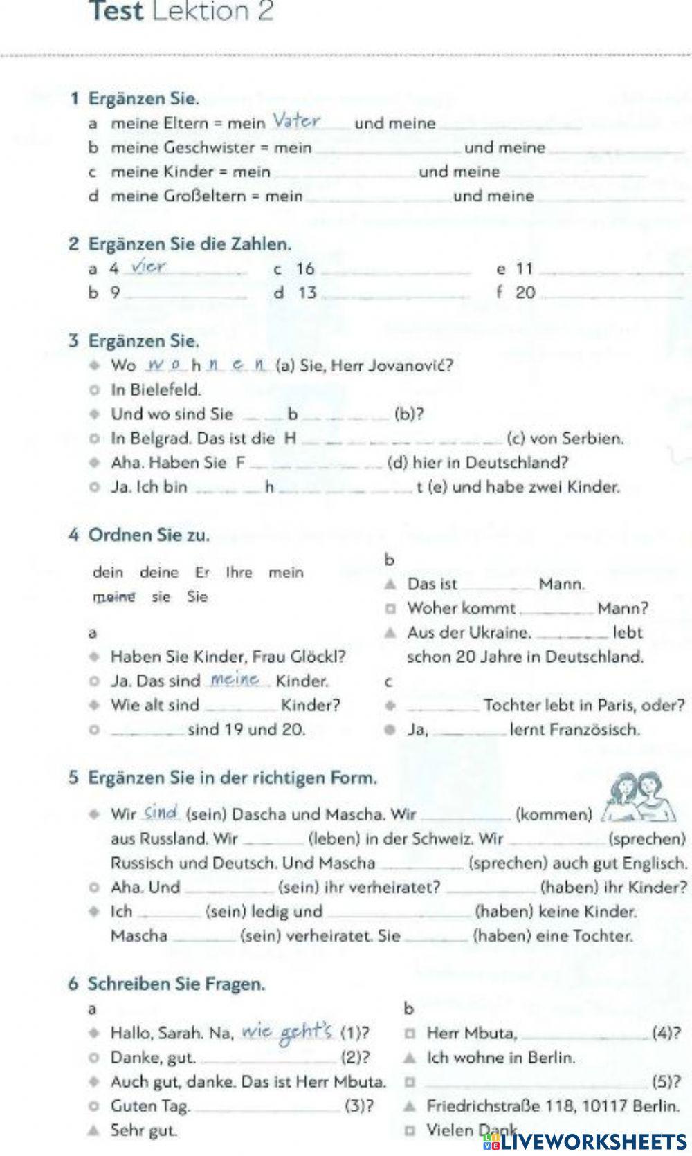 Schritte A1 L2 worksheet | Live Worksheets