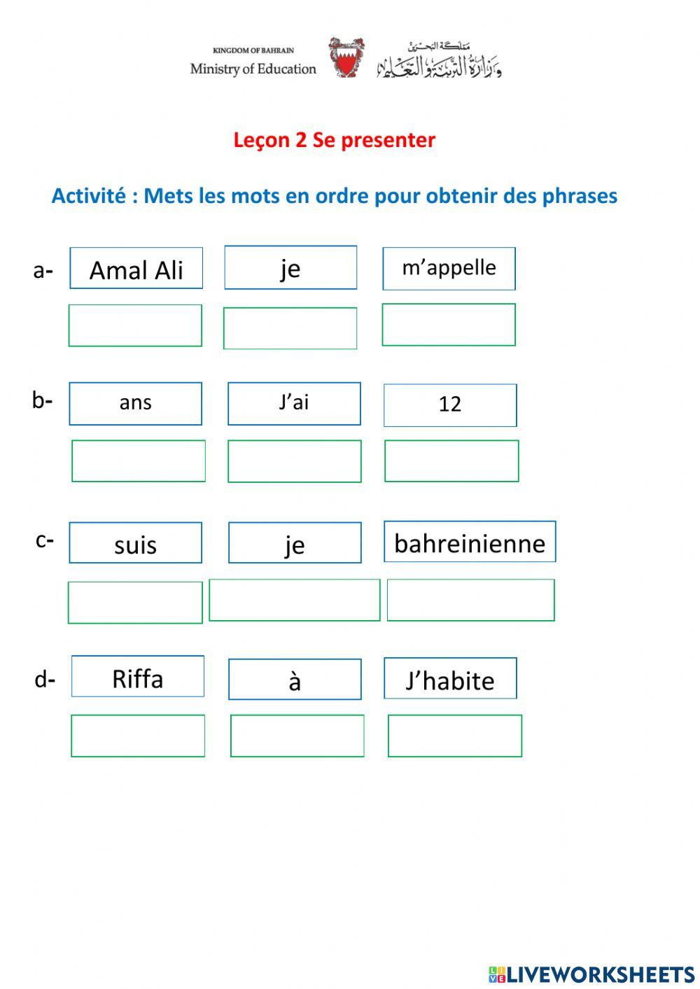 Se présenter online exercise for | Live Worksheets