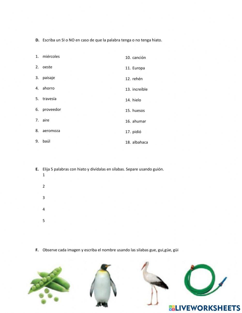 Español 4 interactive worksheet | Live Worksheets