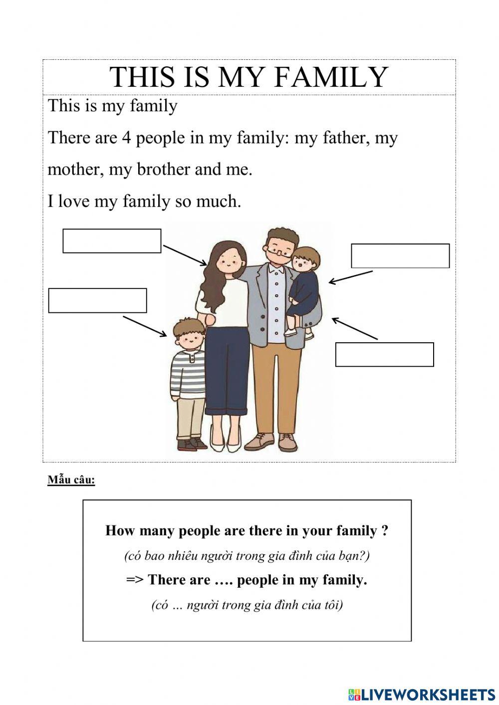 My family online exercise for 2 | Live Worksheets