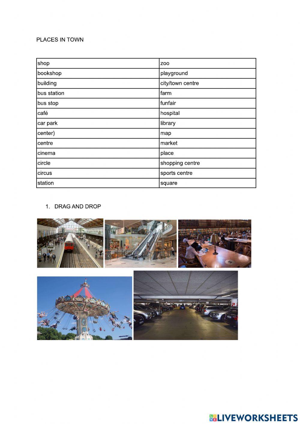 Places in town online exercise for 7 | Live Worksheets